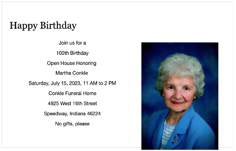 Mrs. Conkle Turns 100!